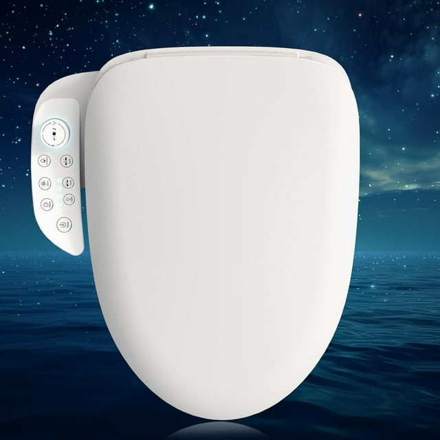 MyDepot 14.9" x 19.4" Smart Electric Bidet Toilet Seat White with Self ...