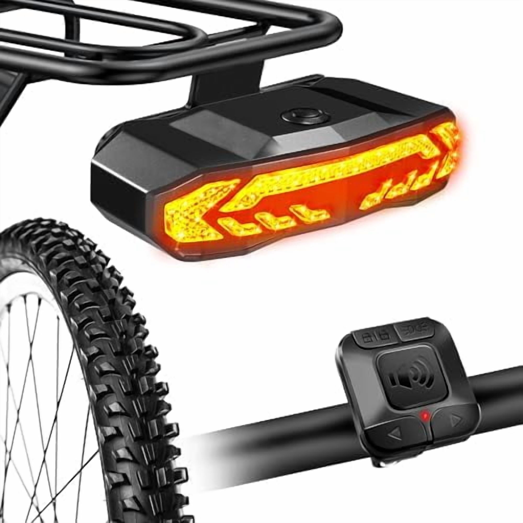 Smart Bike Seat Tail Light Kit, Anti-Theft Bike Alarm with Bell Automatic Brake Light and Turn ...