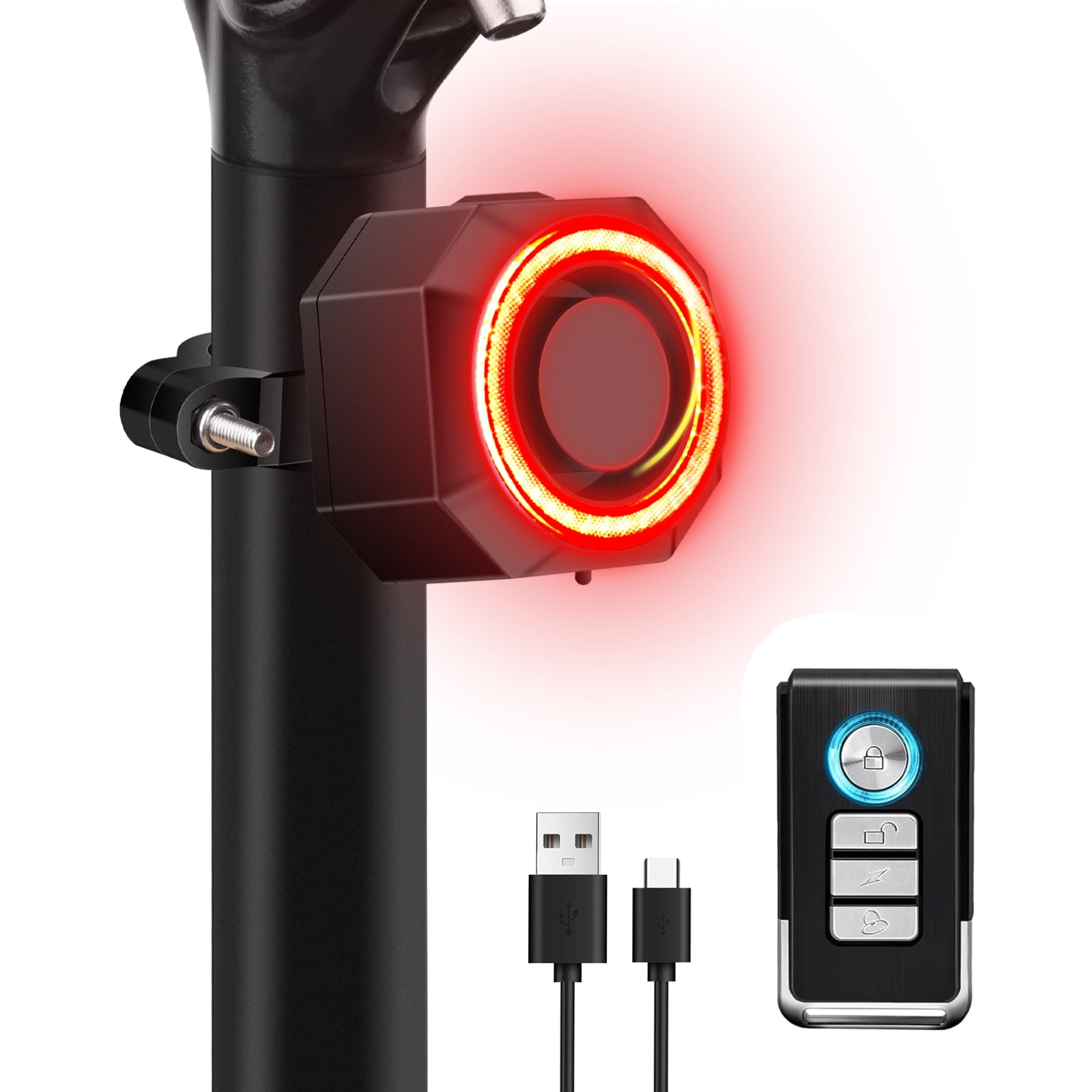Smart Bike Tail Light Alarm, Brake Sensing Rear Lights, Wireless Anti ...