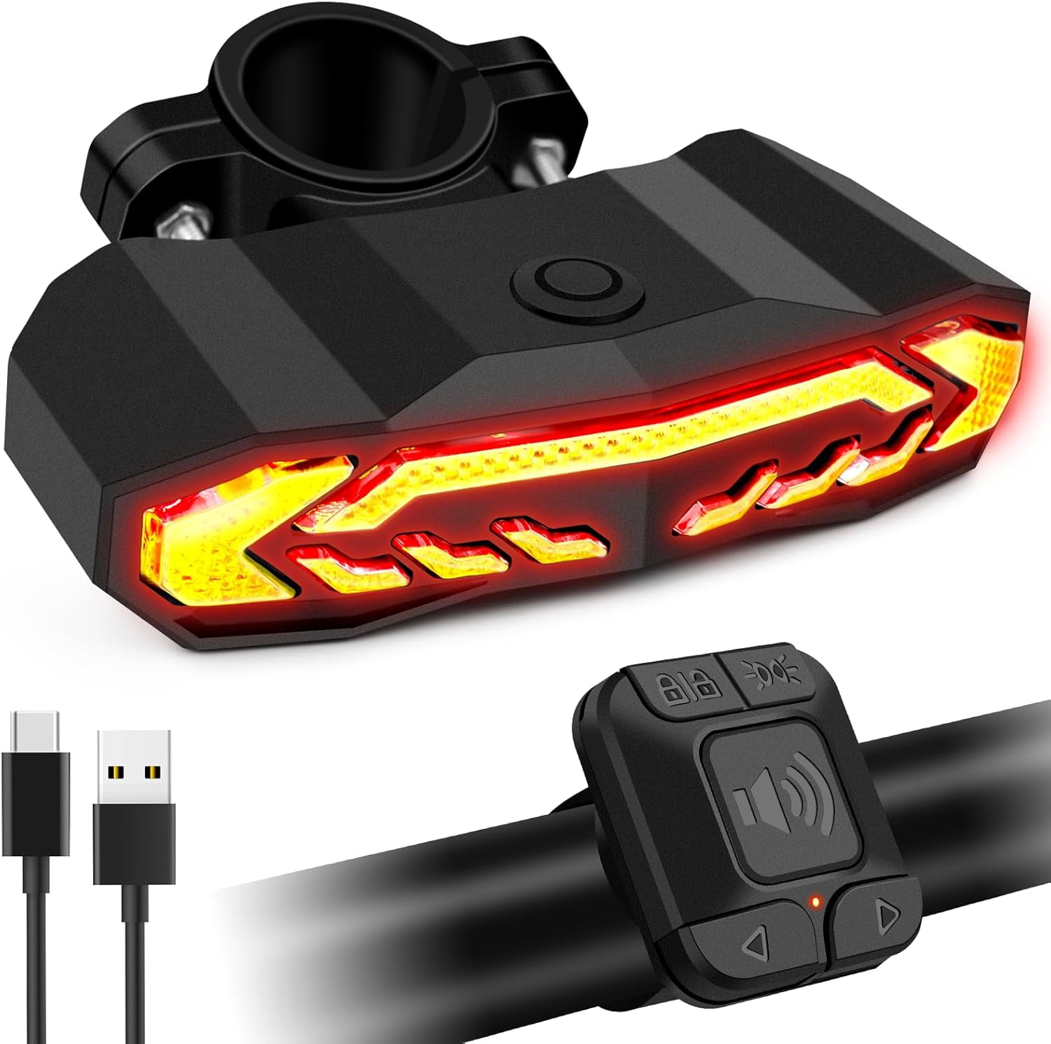 Smart Bike Tail Light with Turn Signals, Anti-Theft Bike Alarm with ...