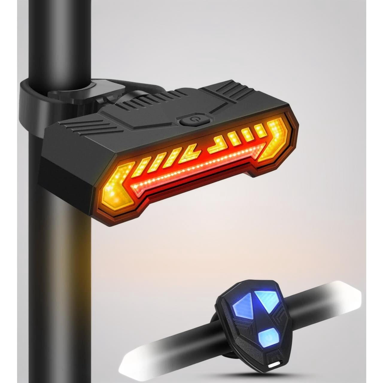 Smart Bike Tail Light, Wireless Remote Turn Signals with 120dB Audio ...