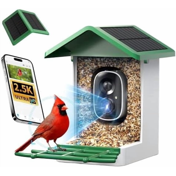 Smart Bird Feeder with Camera, 2.5K QHD, AI Identify 16000+ Birds,Dual ...