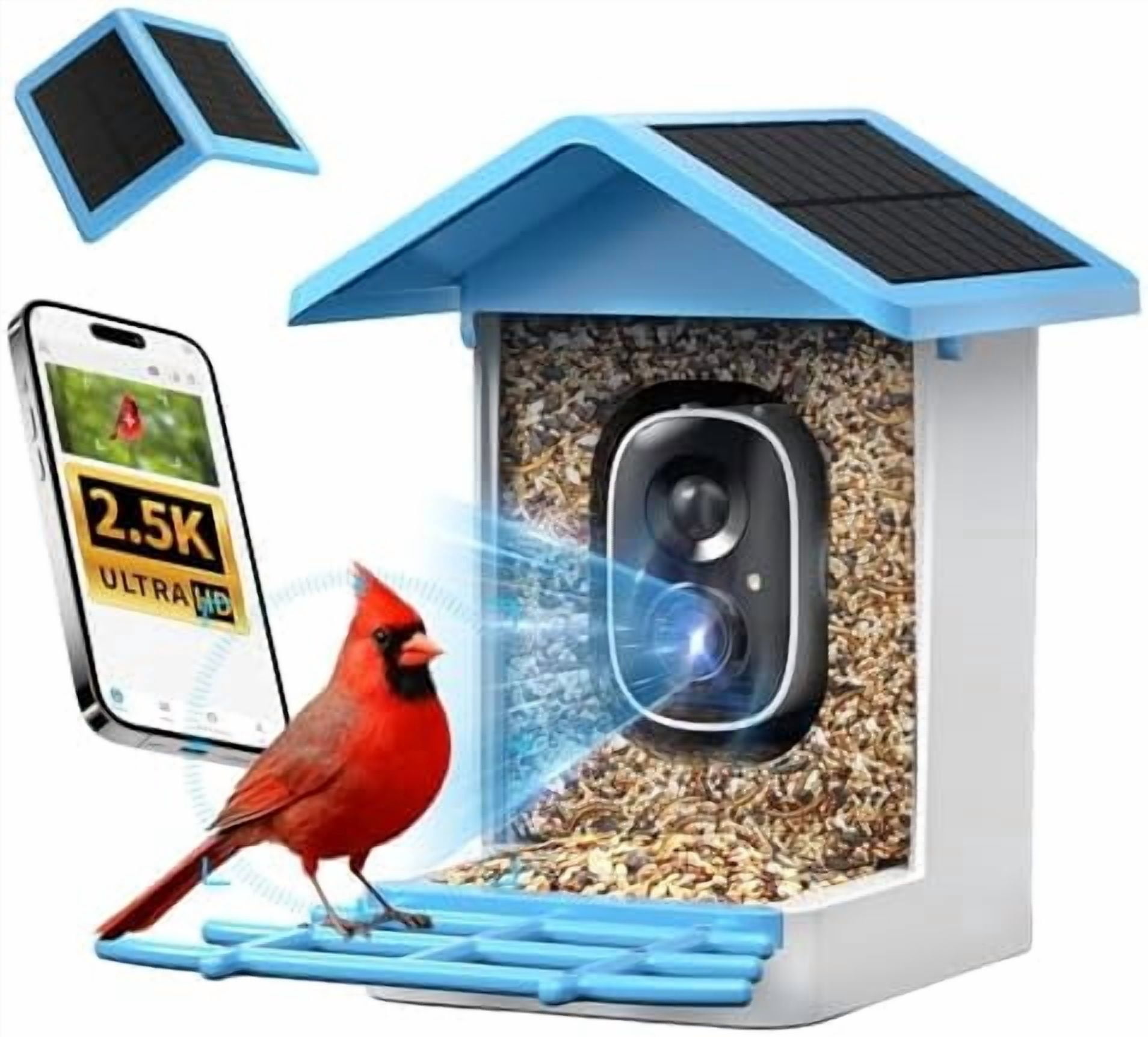 Smart Bird Feeder with Camera, 2.5K QHD Resolution, AI Identify 16000 ...