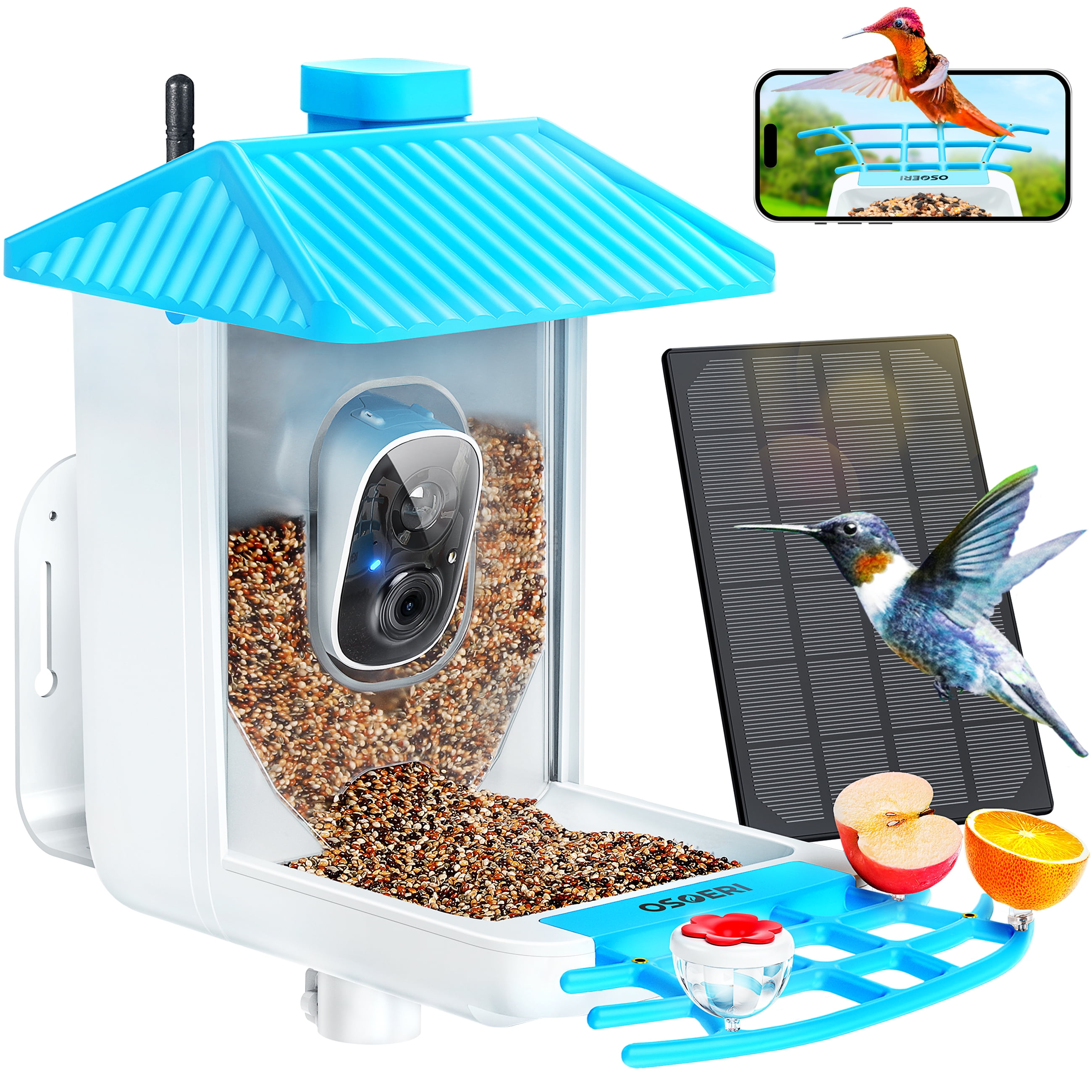 Smart Bird Feeder with Camera, Osoeri 1080P HD AI Identify Wild Bird ...