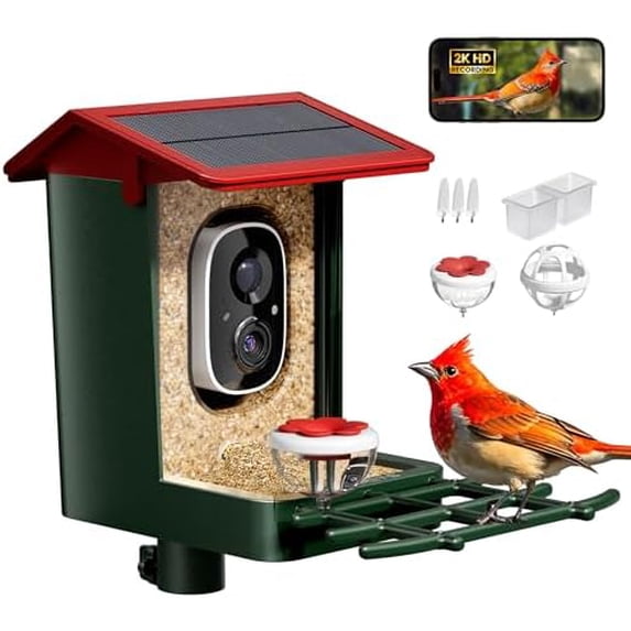 Smart Bird Feeder with Camera Solar Powered, 2K HD Video, AI Bird ...
