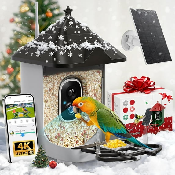 Smart Bird Feeder with Camera Solar Powered, 4K HD Live Video Bird ...