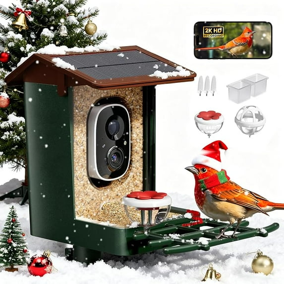 Smart Bird Feeder with Camera Solar Powered,AI Bird Species ...