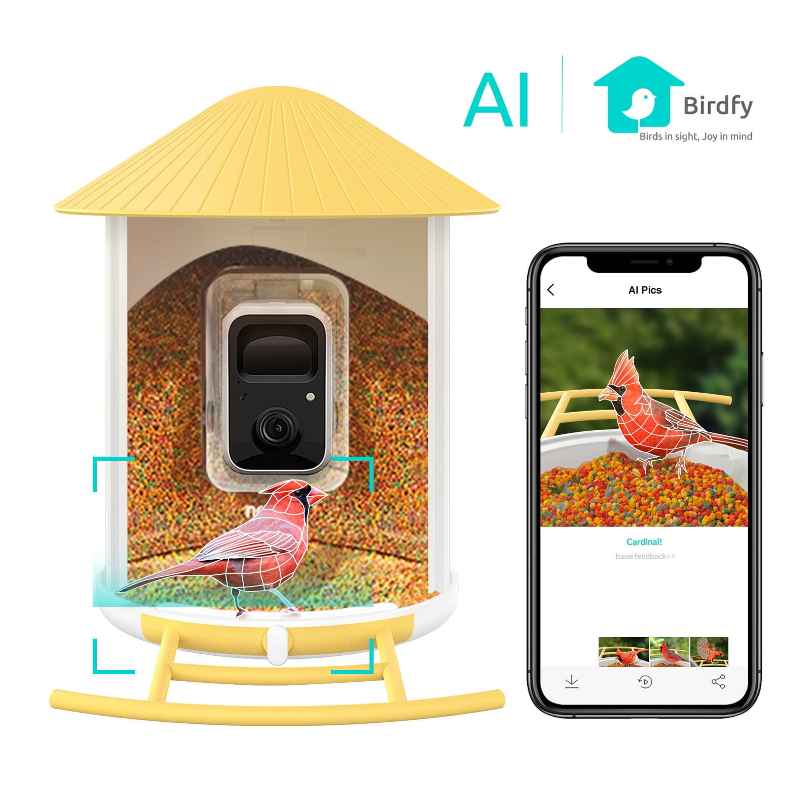 Smart Bird Feeder with Camera, NETVUE Birdfy Feeder Camera Free AI Identify for Parents and Bird ...