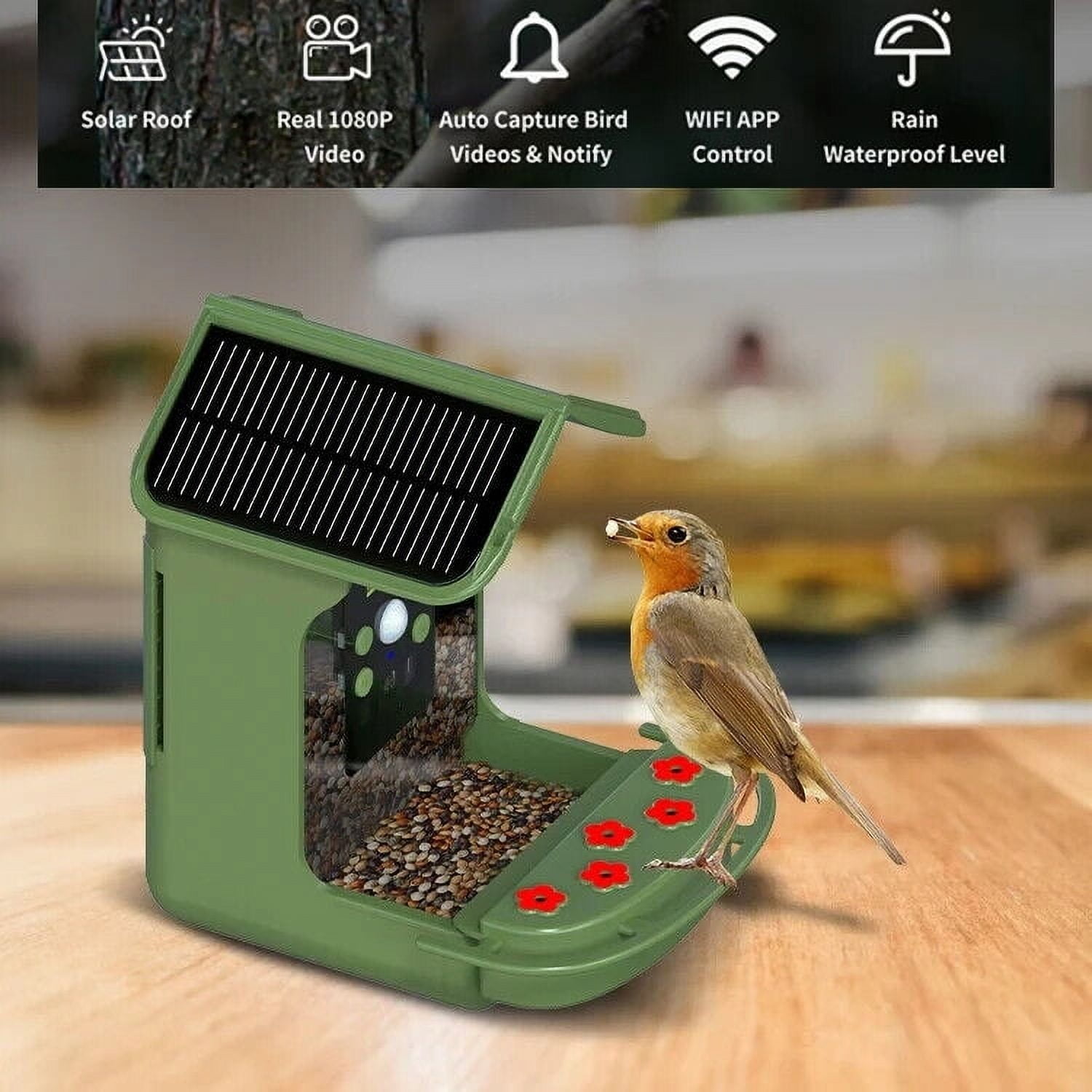 Smart Solar Bird Feeder with FHD Camera, WiFi App Control, Auto Capture ...