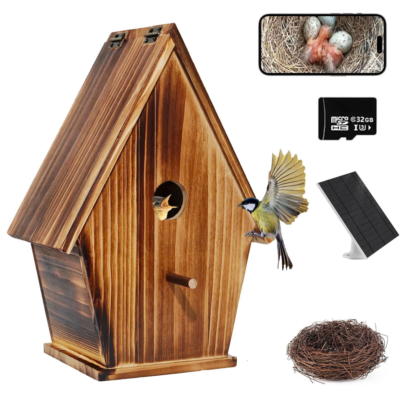 Smart Bird House with Camera Solar Powered,1080P Birdhouse with Camera ...
