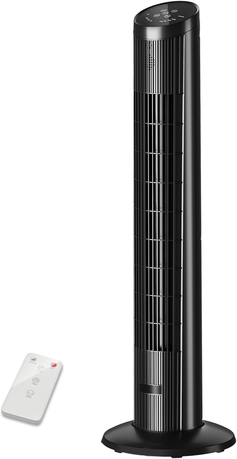 Smart Bladeless Fan with 3 Speeds 3 Modes, 90° Oscillating Tower Fan ...