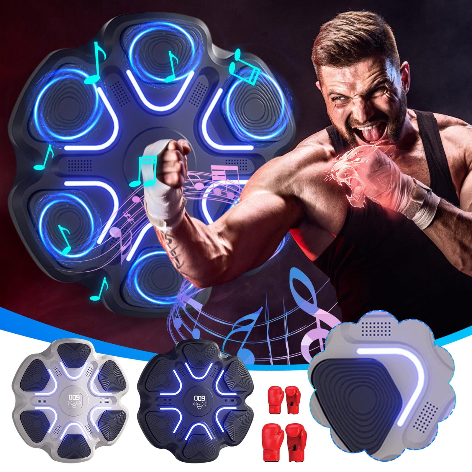 Smart Bluetooth Boxing Trainer with LED Lights & Music Sync - Wall ...