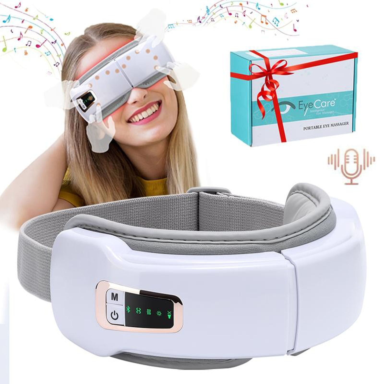 Smart Bluetooth Eye Massager with Heat, Portable Folding Air Pressure ...