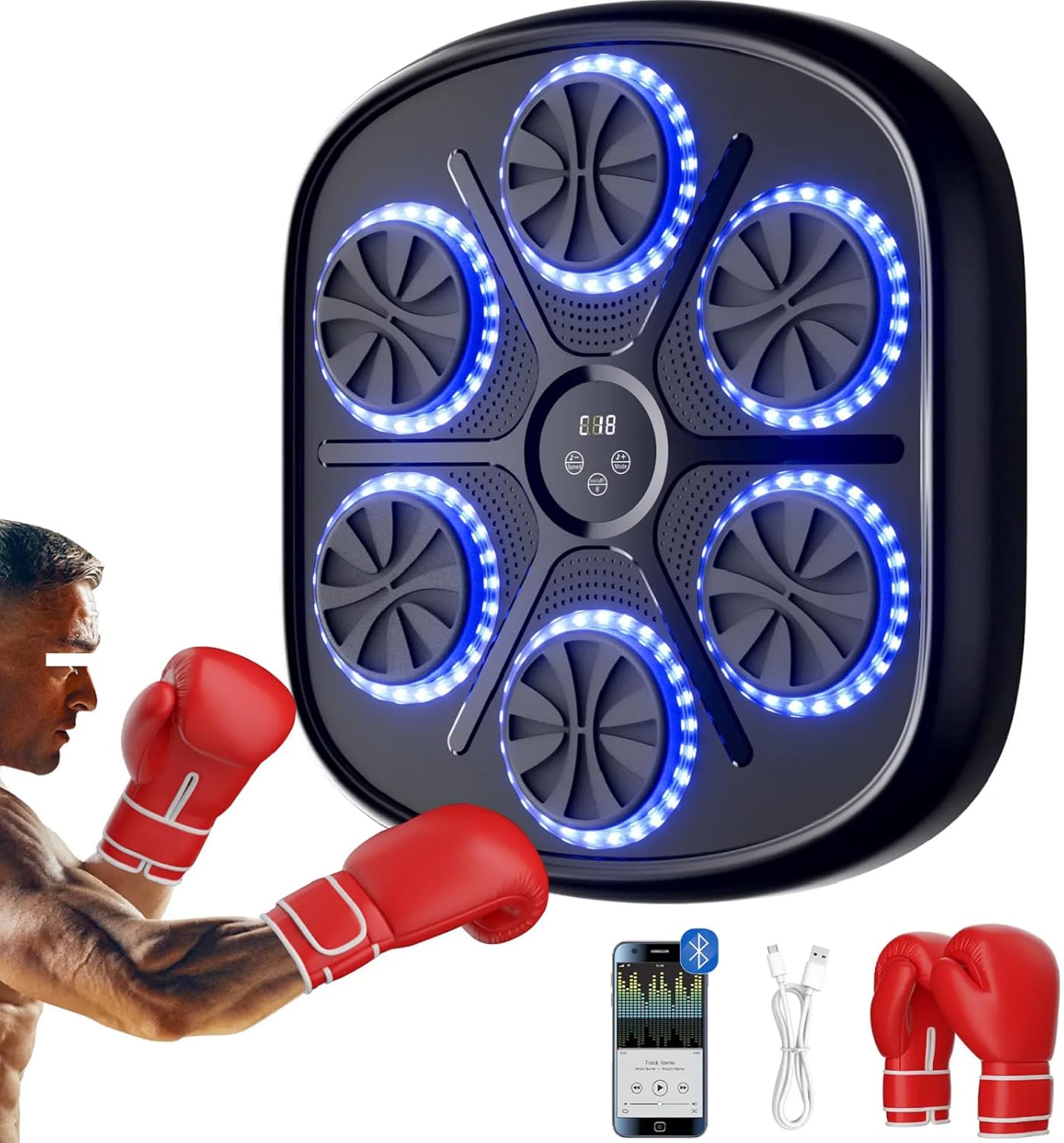 Smart Bluetooth Music Boxing Machine with Premium Boxing Gloves, Music ...