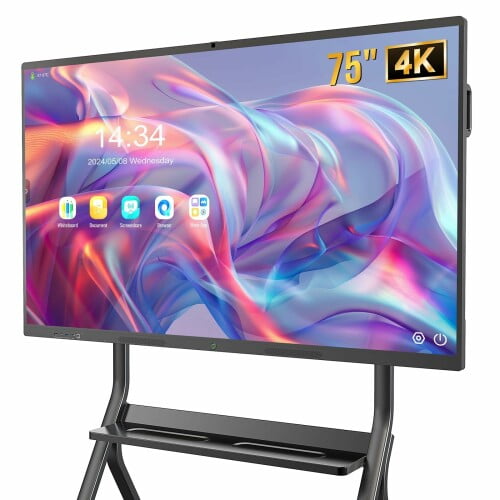 Smart Board,75 Inch Interactive Whiteboard 4K Touchscreen Built in Ultra High Definition Camera ...