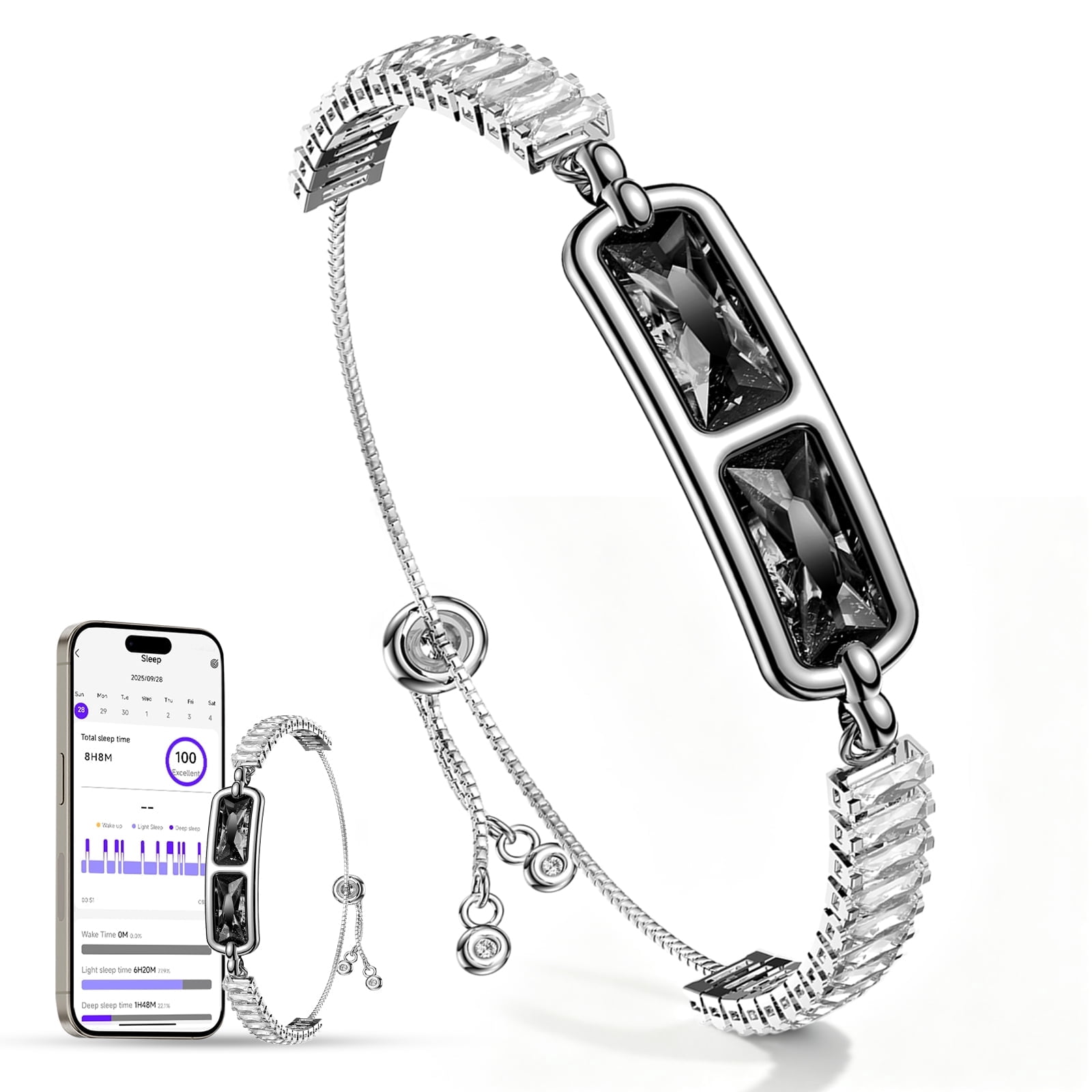Smart Bracelet, Wearable Activity & Fitness Tracker Band, Black ...