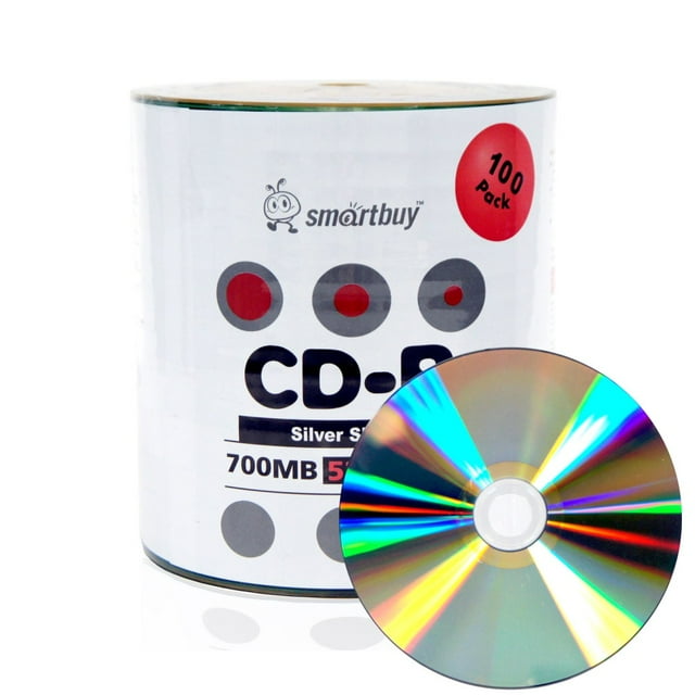 Smartbuy 100 Pack Audio Recording 52X CD-R 700MB Shiny Silver High ...