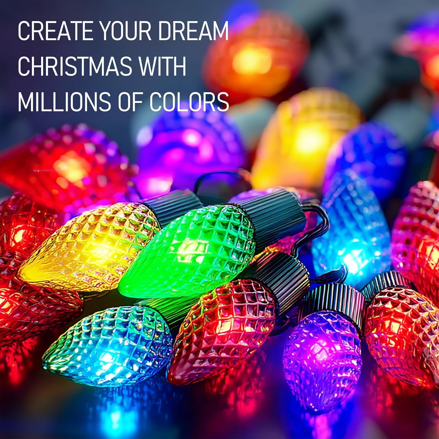 Smart C9 Christmas Outdoor Lights, 100 LED 66 FT RGB String Light with ...
