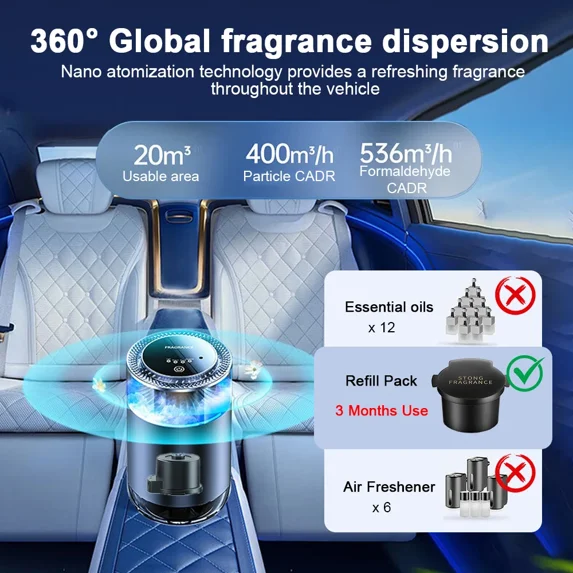 Smart Car Air Freshener Rechargeable Cloud Mist Perfume Diffuser 3 ...