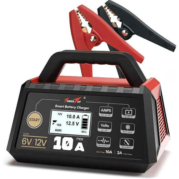 Smart Car Battery Charger: 10A Battery Chargers 6V/12V Boat Battery ...