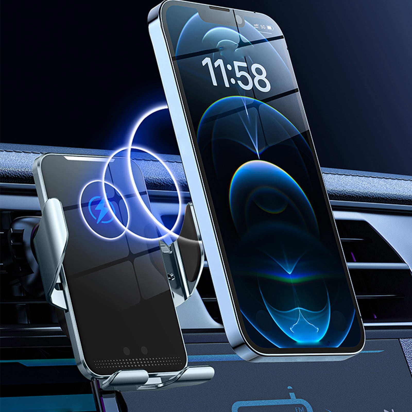 Smart Car Wireless Charging Phone Mount, 15W Fast Charger, Aluminum ...