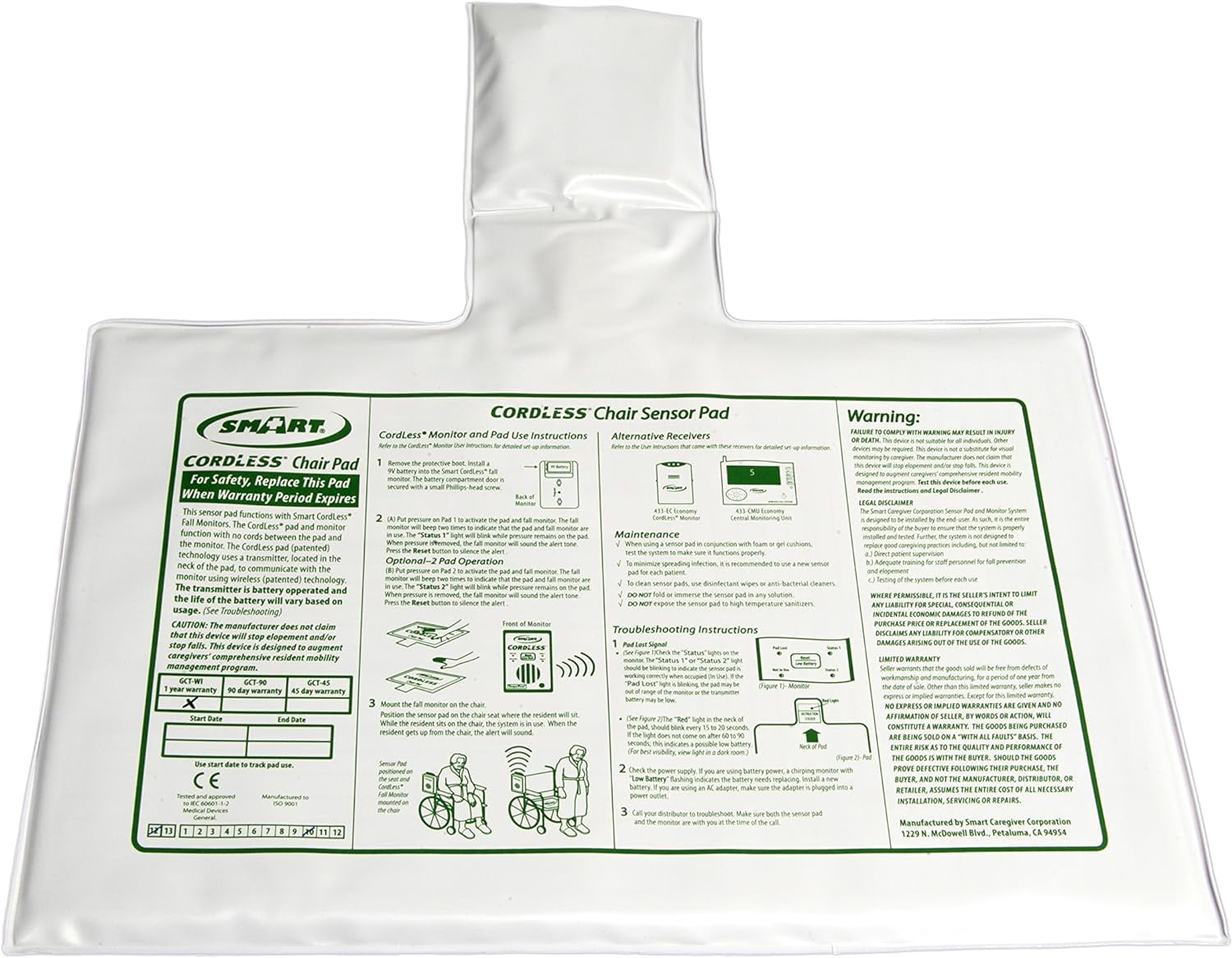 Smart Caregiver Cordless Chair Sensor Pad, 10" x 15" - Walmart.com