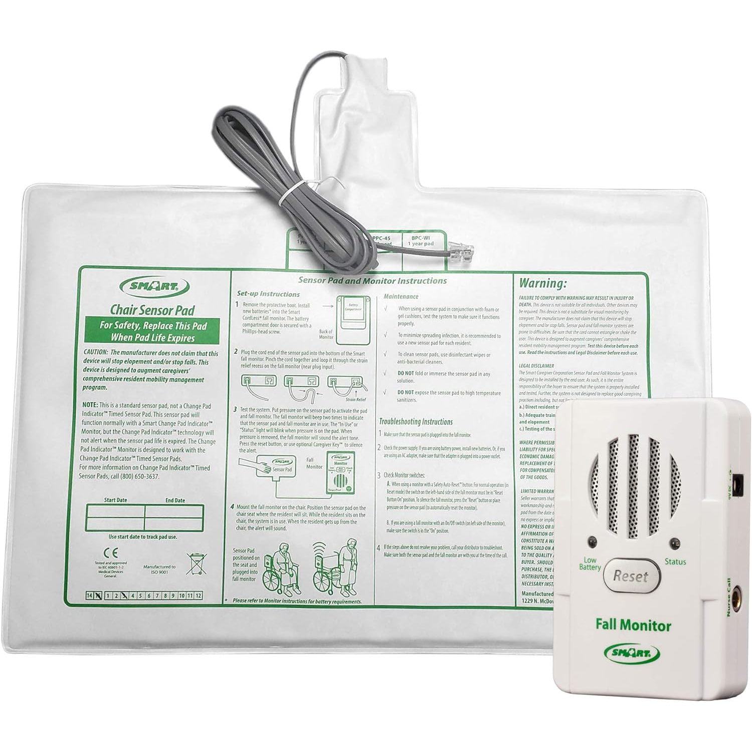 Smart Caregiver Fall Prevention Monitor and Weight Sensing Chair Pad ...