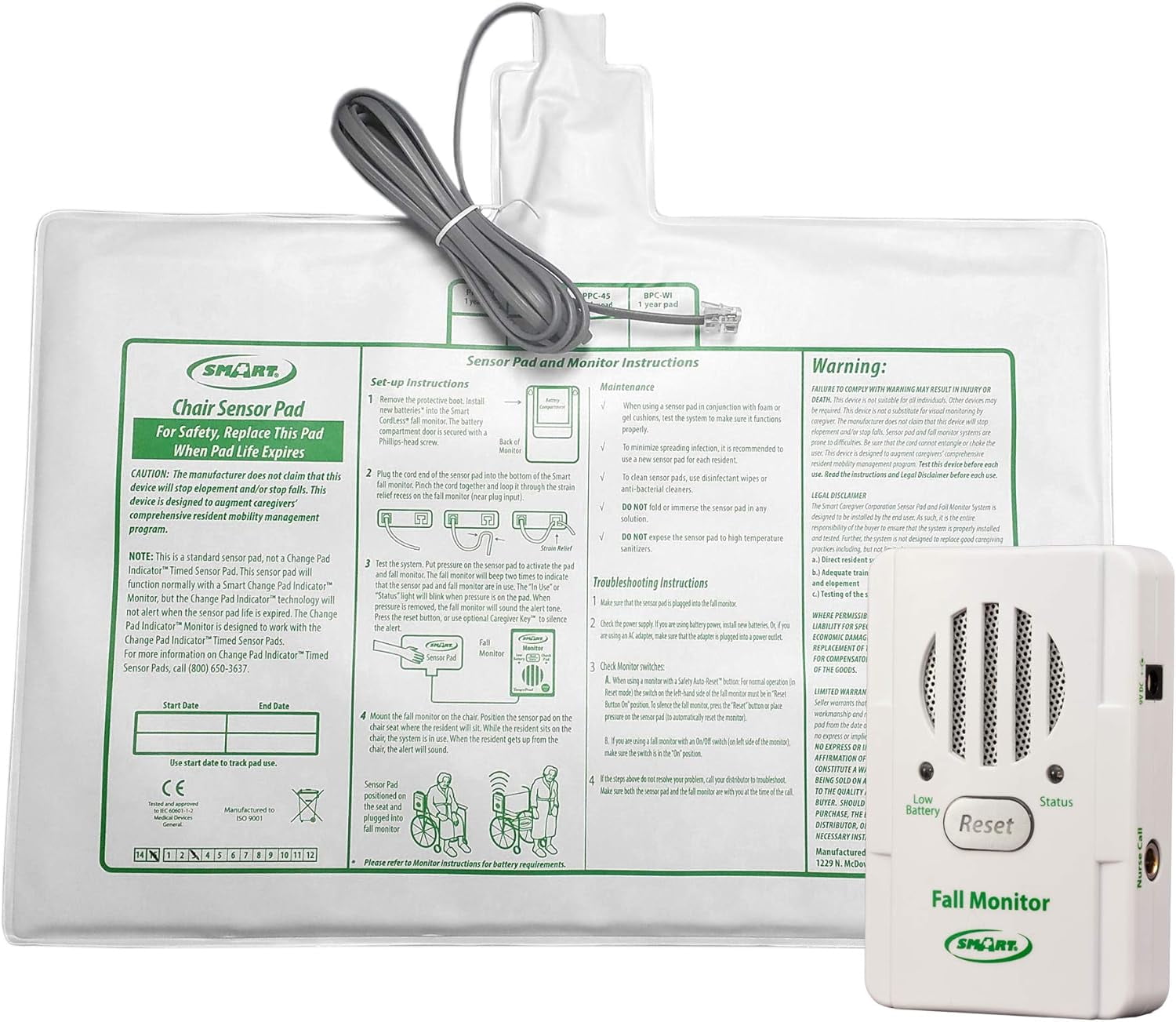 Smart Caregiver Fall Prevention Monitor with Weight Sensing Chair Pad ...