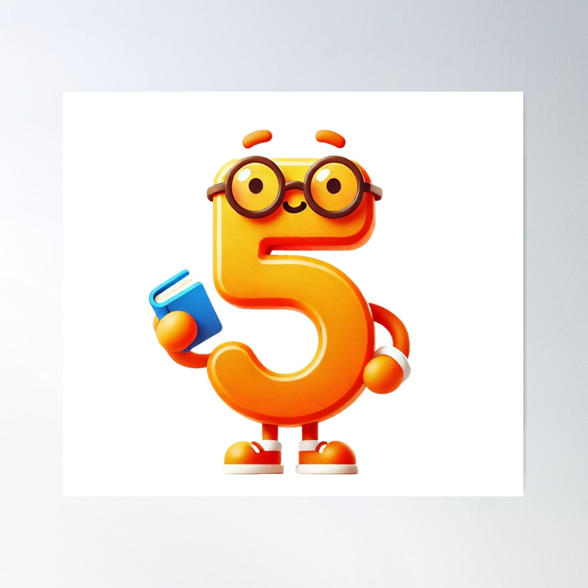 Smart Cartoon Number 5 With Glasses And A Book - Perfect For Kids ...