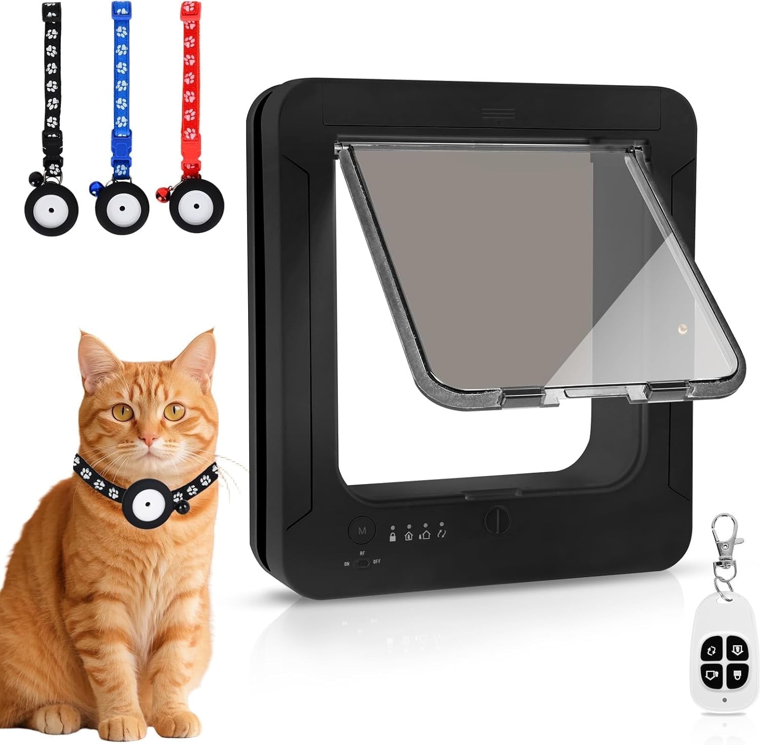 AYUQI Smart Cat Door, 10.2x11.6 inches, RFID Collars, 4-Way Locking ...