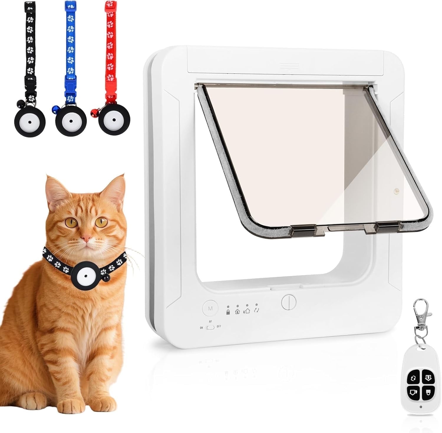 Smart Cat Door, Microchip Cat Pet Door with 3 Collar Sensor Keys 1 ...