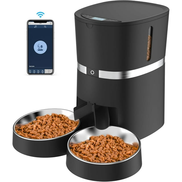 Smart Cat Feeder, WellToBe Automatic Cat Feeder WiFi Enable Pet Dog ...