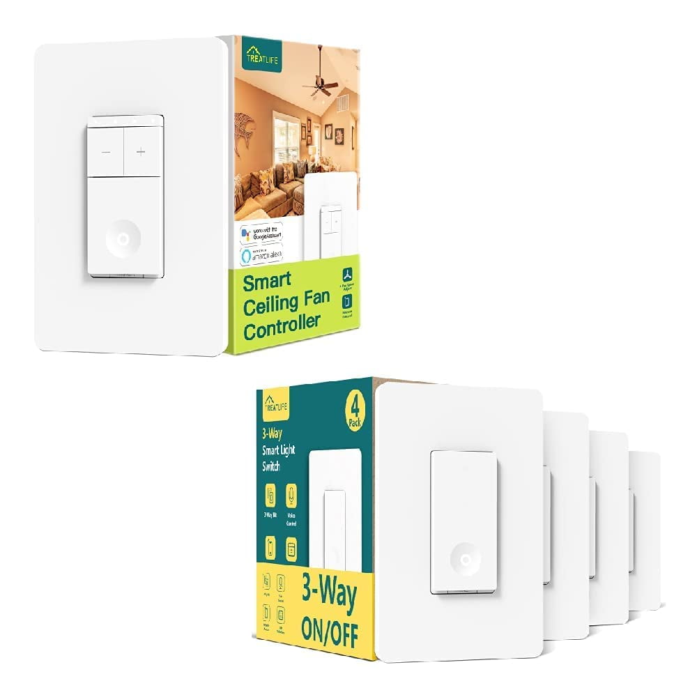 Smart Ceiling Fan Controller 1 Pack + 3 Way Smart Light Switch 4 Pack ...