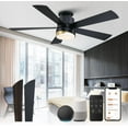 Smart Ceiling Fans with Lights,52 Inch Low Profile Black Ceiling Fan ...