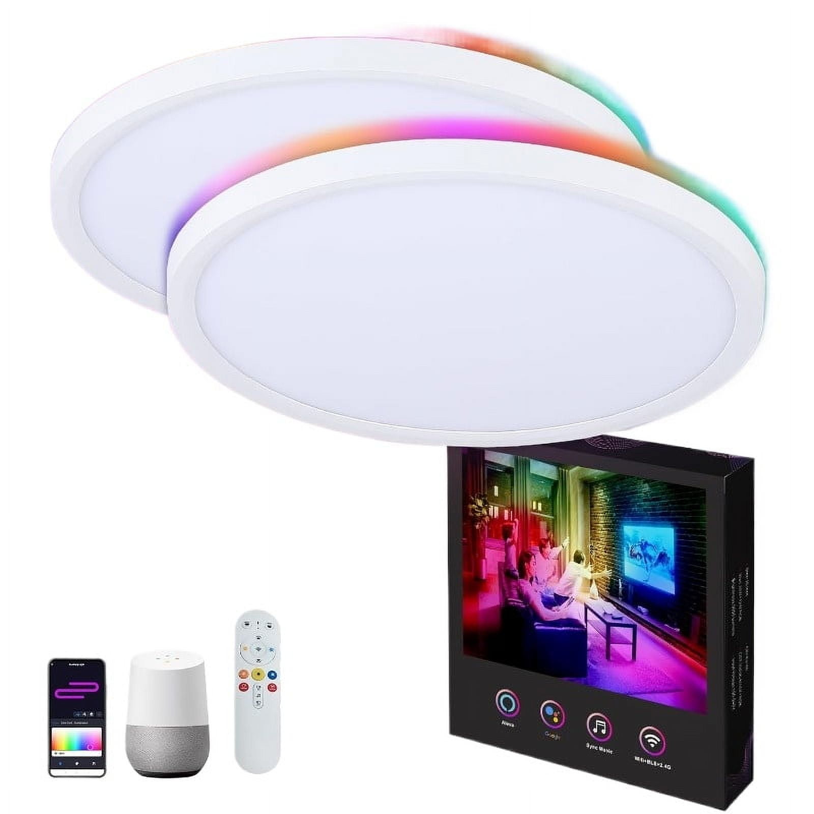Smart Ceiling Light RGB Work with Alexa, Remote Control, WiFi and Tuya ...