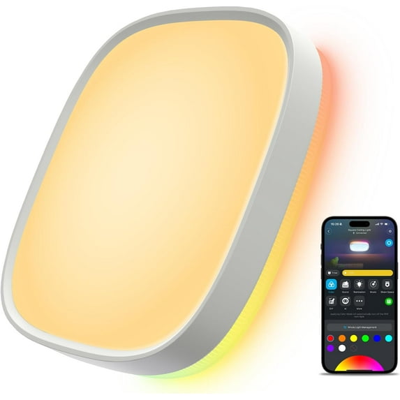 Smart Ceiling Light, RGBIC LED Square Ceiling Light Fixture Works with ...