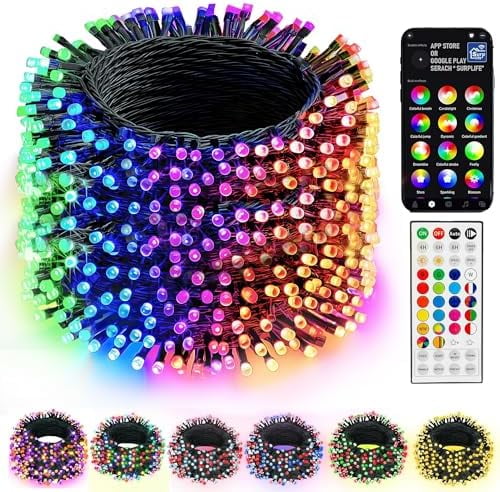 Smart Christmas String Lights, 164FT 500 LED RGB Color Changing String ...