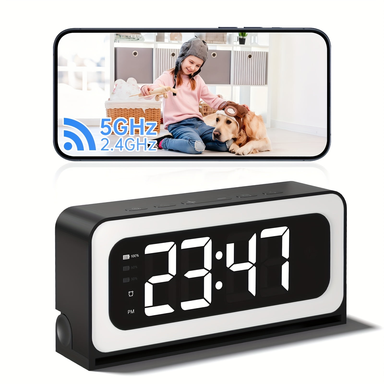 Smart Clock Camera, 5G&2.4G WiFi Security Cameras Wireless Indoor, 2K ...