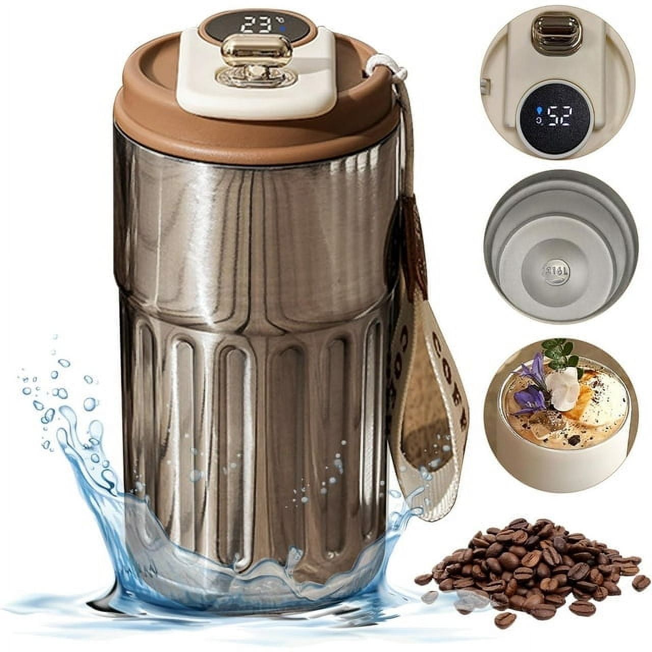 Smart Coffee Mug, Insulated Coffee Mug with Lid, Smart Coffee Mug Smart ...