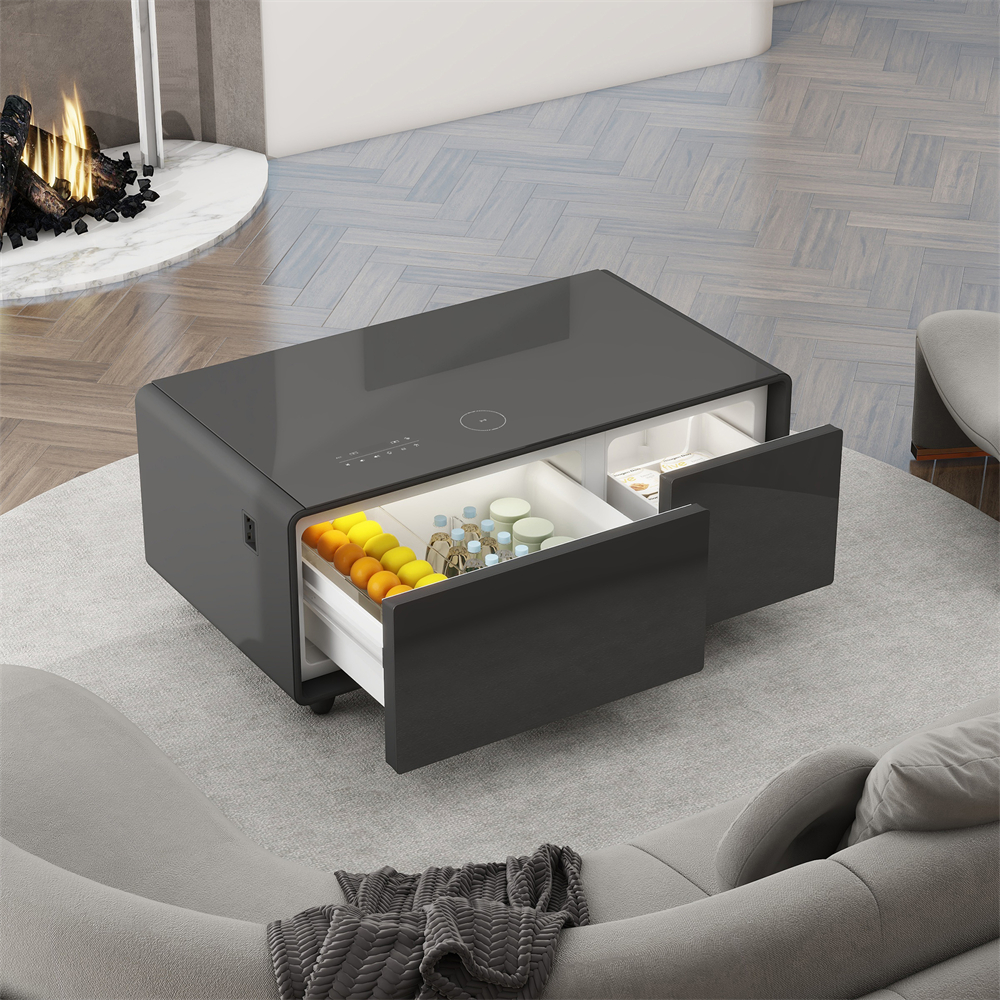 Smart Coffee Table with Built in Fridge, Modern Center Table with ...