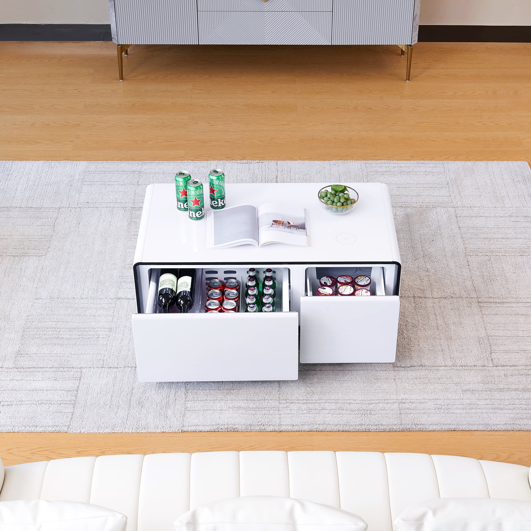 Smart Coffee Table with Built in Fridge, Multifunctional Coffee Table ...