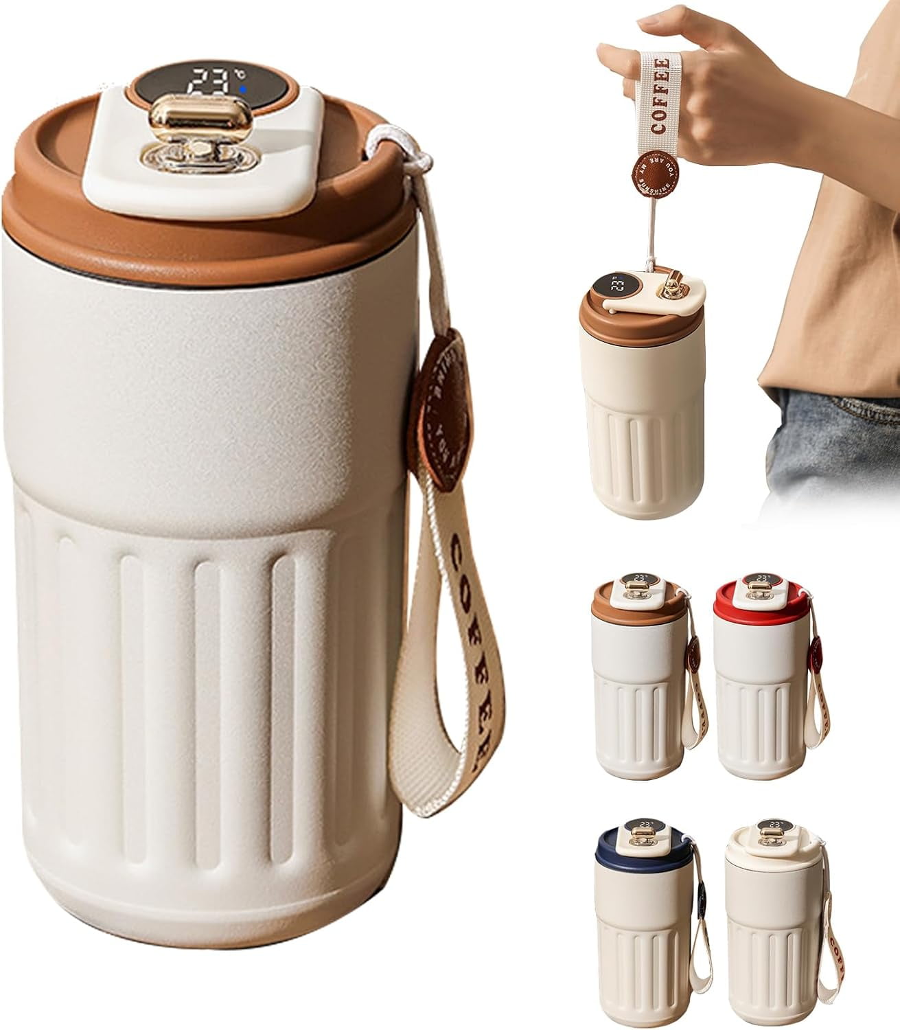 Smart Coffee Thermos, LED Temperature Display Coffee Mug Stainless ...