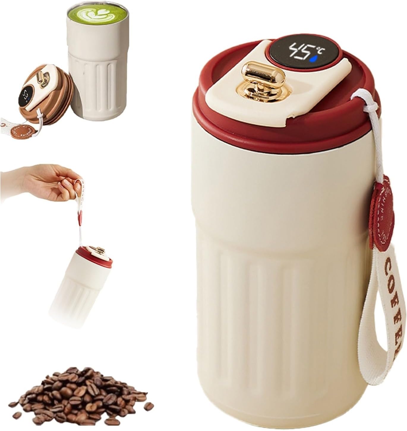 Smart Coffee Thermos, Tealier Smart Coffee Cup, LED Temperature Display ...