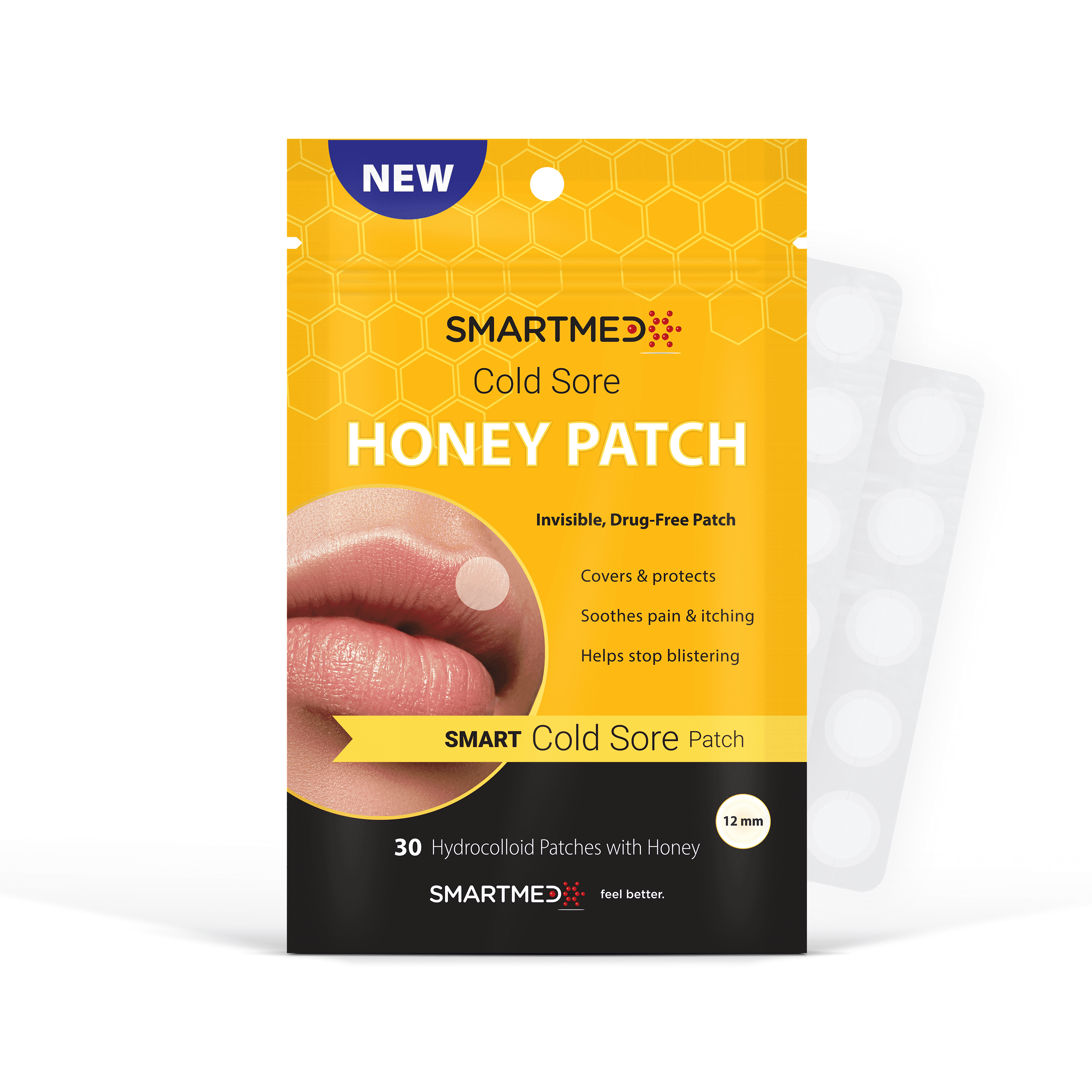 SmartMed Cold Sore Patch, Honey Infused, Invisible, 12mm, 30 ct ...
