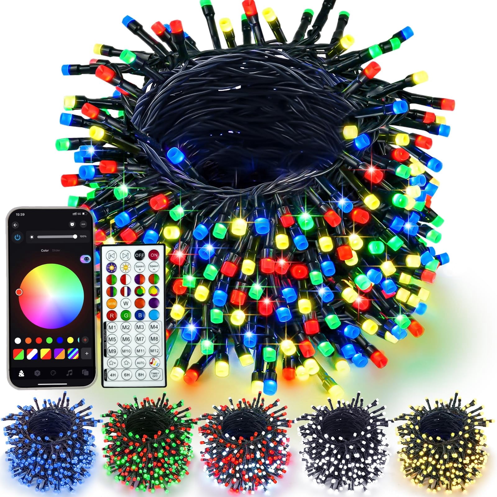Smart Color Changing Christmas Lights, 66 FT 200 LED RGB String Lights ...