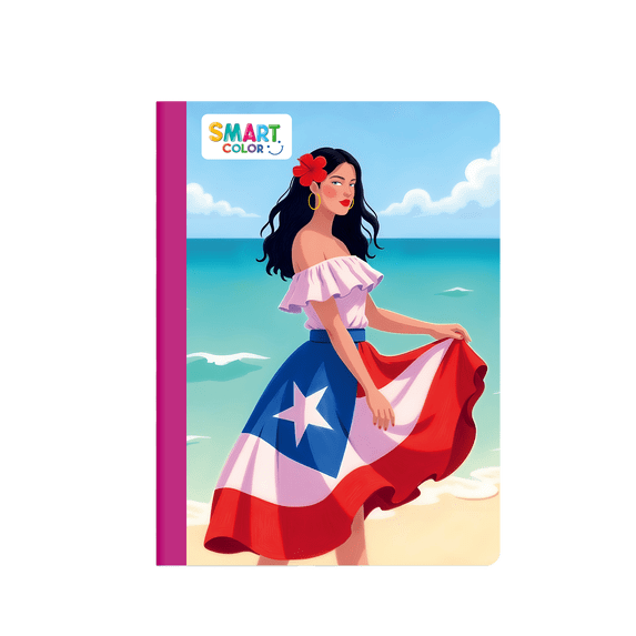 Smart Color Girly Boricua Large Wide Rule Composition Notebook, 7.2" x ...
