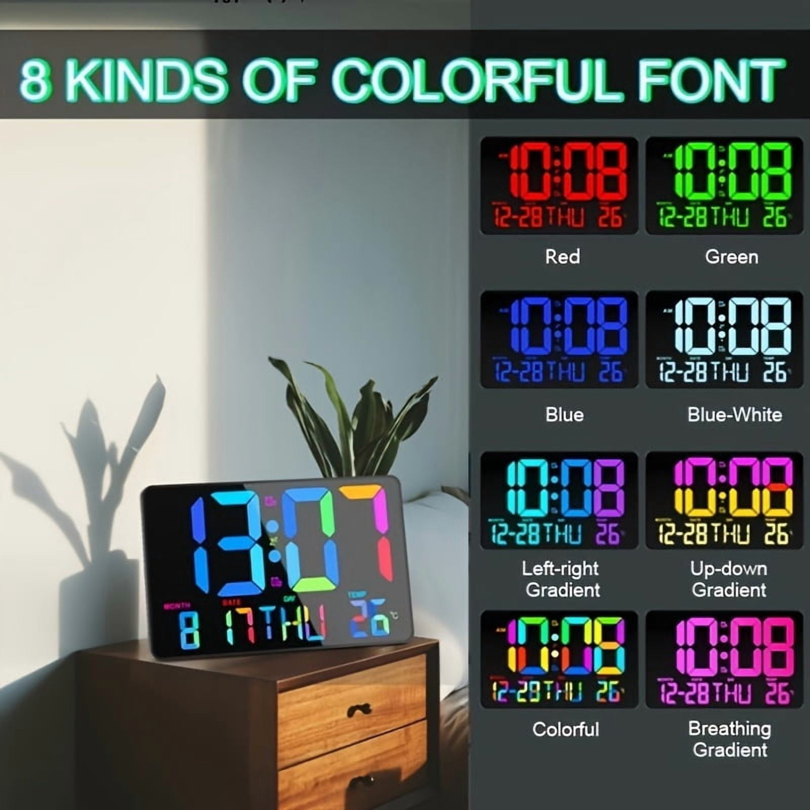[Smart | Color] Large Smart Digital Clock | LED Alarm Clock Color ...