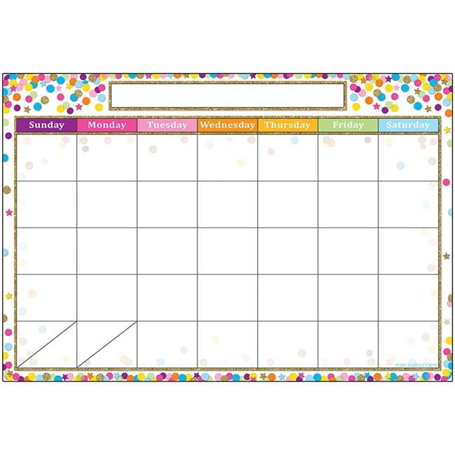 Smart Confetti Calendar Chart Dry-Erase Surface - 6 Each - Walmart.com
