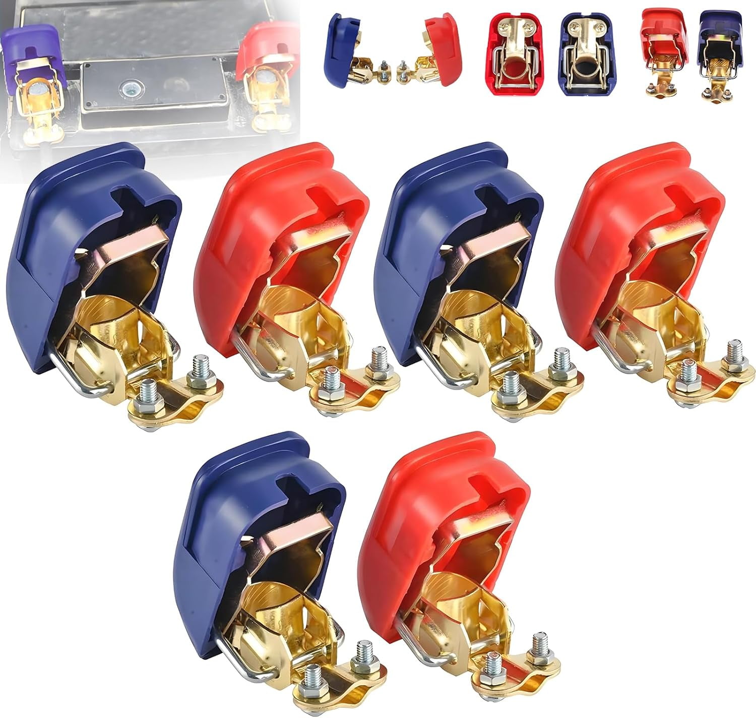 Smart Copper Battery Clamps, Top Post Brass Quick Disconnect Terminals ...