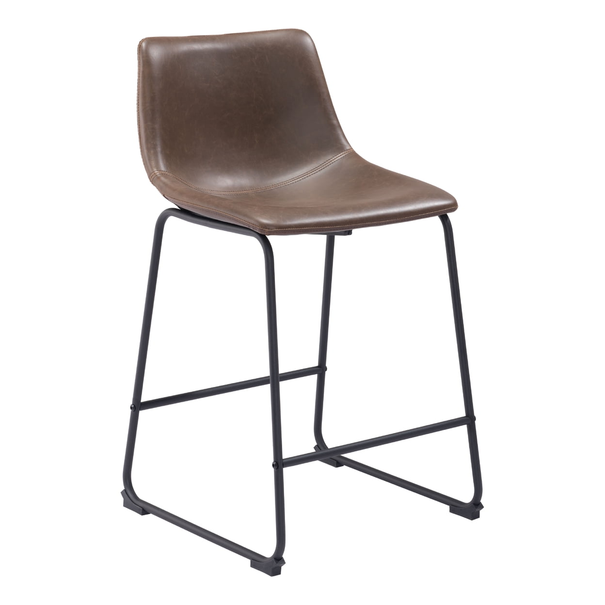 Smart Counter Stool Set of 2 Upholstered Polyurethane Matte Black Base ...